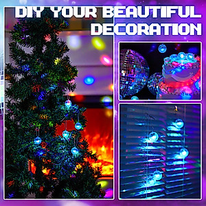 Crowye 12 Pcs Mini Disco Balls Decorations Light up LED Disco Balls Hanging Ornaments 70s 80s Disco Themed Party Supplies Dance Music Neon Christmas Party Favors