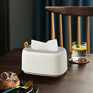 AKOYA Wicker Collection Wet Wipes Dispenser Holder - Wall-Mounted Wet Tissue Box Baby Wipes Box Home Office Desk, Dorm, Kitchen, Washroom, White, 20.2*10.5*13.2cm/7.95*4.13*5.20inch