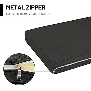 Lokex Bench Cushion,36x14 Inch Non-Slip Durable Bench Cushions for Indoor Furniture,Window Seat Cushions Indoor with Ties,Dark Gray