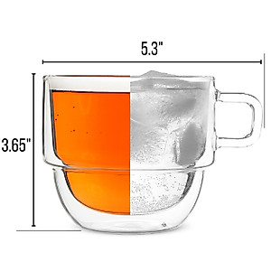 BTaT- Stackable Insulated Coffee Mugs, 4 Pack 16 oz(500 ml), Ideal for Hot and Cold Drinks, Stackable Cappuccino Cups, Double Wall Glass Coffee Cups, Tea Cups, Latte Cups, Beer Glasses, Latte Mug