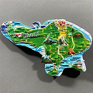 Bali Indonesia Creative Map Refrigerator Magnet 3D Travel Souvenir Fridge Decoration Magnetic Sticker Craft Collection