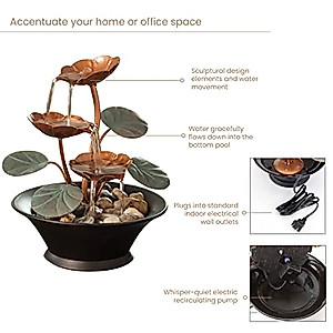 Bits and Pieces - Indoor Water Lily Water Serenity Fountain - Compact & Lightweight Tabletop Decoration