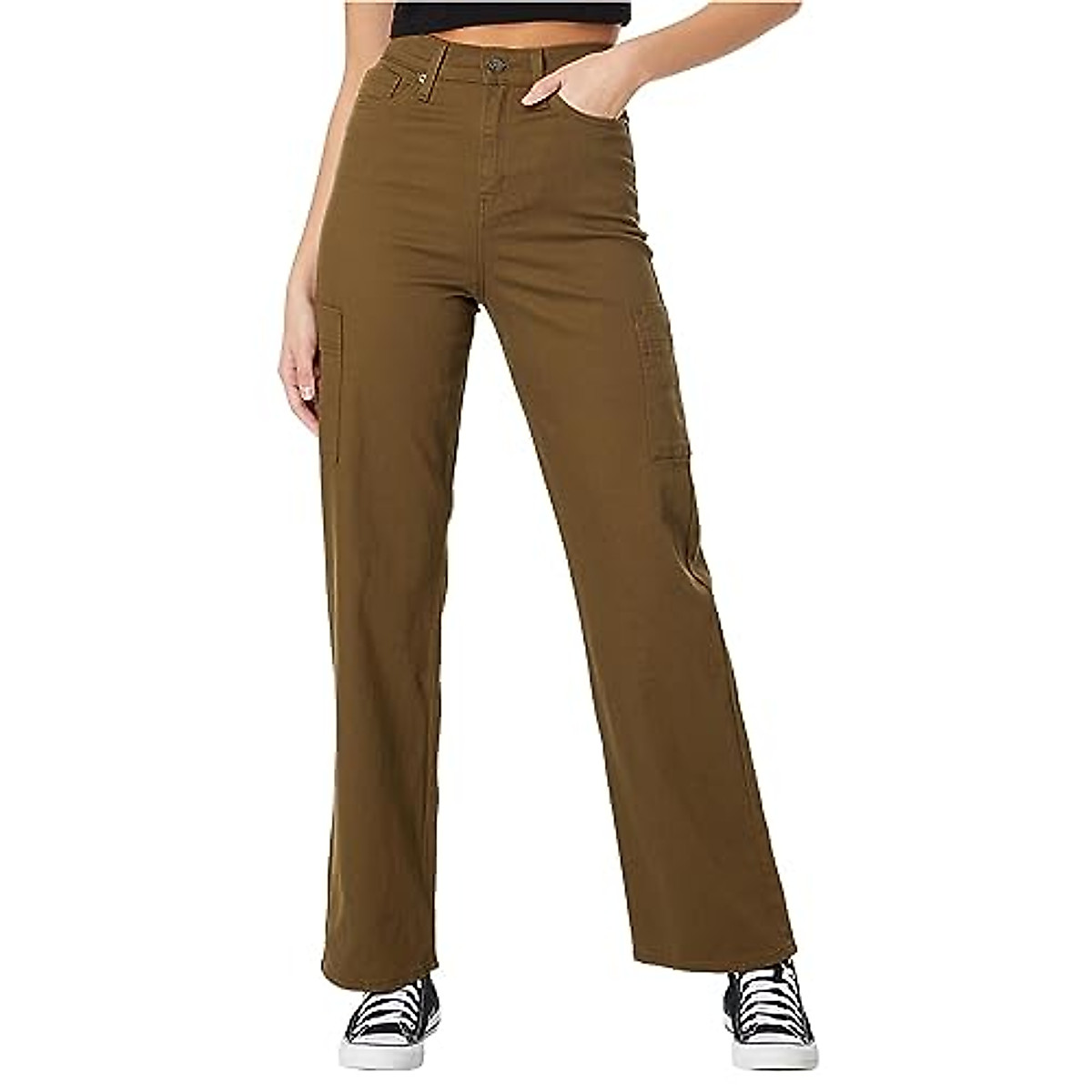 Levi Strauss Signature Gold Women's Heritage High Rise Loose Utility Jean (Standard and Plus), Dark Moss, 16