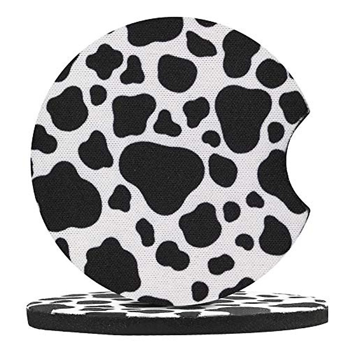 4 Pack Car Coasters, 2.75inch Cow Print Car Cup Holder Coasters for Car, Neoprene Cup Pad Mat Car Coasters for Cup Holders for Women