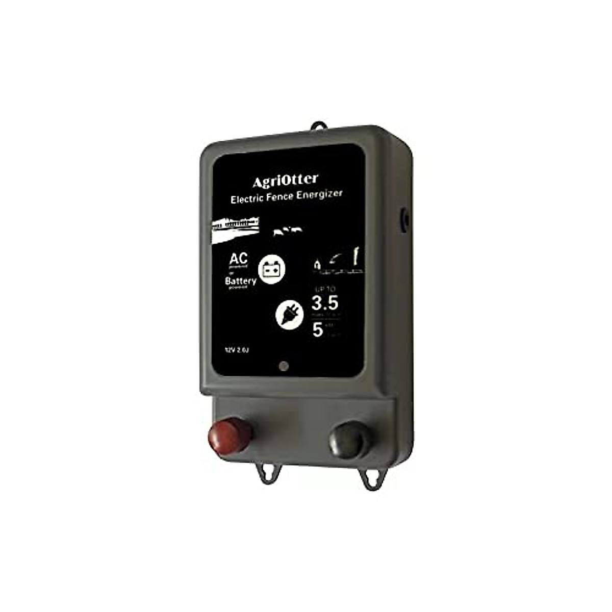 AgriOtter Electric Fence Energizer 20 Acre 2 in 1 Powered by Battery or AC Outlet 10000V 2J Pulse Electric