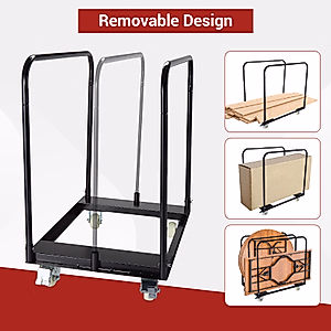 GarveeTech Drywall Cart Steel Panel Truck, Heavy Duty Flatbed Dolly Carts with Wheels, Table Cart with 1500 Lbs Capacity, Utility Tool Cart for Handling Wall Panel, Folding Table, Lumber, Mattress