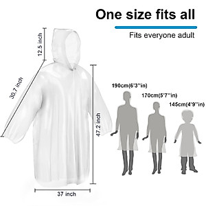 Disposable Rain Ponchos for Adults - Emergency Rain Ponchos Family Pack for Women and Men with Drawstring Hood