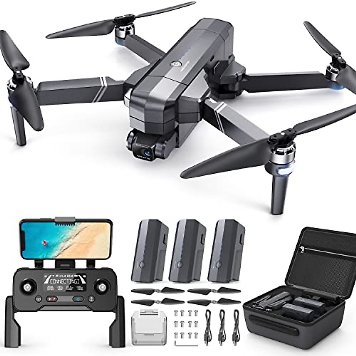 Ruko F11GIM2 Drone with Camera for Adults 4K, 3-Axis Gimbal+EIS, 9800ft Long Range, 84 Min Flight Time, 3 Batteries, GPS Auto Return Home, Follow Me, Waypoint, Point of Interest