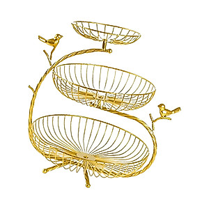 Gralara 3 Tier Fruit Serving Basket Candy Plate Basket Food Dessert Storage Plate Vegetables Storage Organization Organizer for Hotel Ceremony Decor