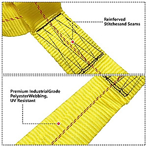 Bang4buck 2 Pieces Tow Dolly Straps, Universal Adjustable Tie Down Tow Straps 15" to 20" Rim Size Fits for Demco Kar Kaddy Dollys with 2 Flat Hooks (5" to 20" Rim Tow Strap_Yellow)