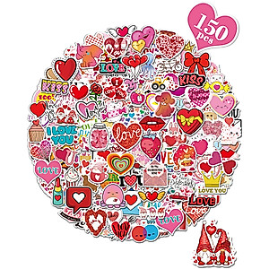 Valentines Day Stickers, Heart Stickers for Water Bottles Cards Gift Boxes Party Favors, Valentines Gifts for Kids Classroom, Waterproof Vinyl Love Stickers for Kids Teens Girls