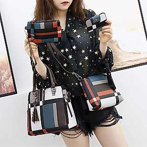 Fashion Designer Handbags 4pcs Set For Women Satchel Purse Handbags Card Holder Set Satchel Purses Crossbody Pack Tote Bag Wallets