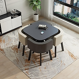 Dining table set for 4,kitchen table and chairs for 4,dining room table,Suitable for living room,restaurant,cafe,leisure reception desk and chair combination,2 table types,12 specifications are option