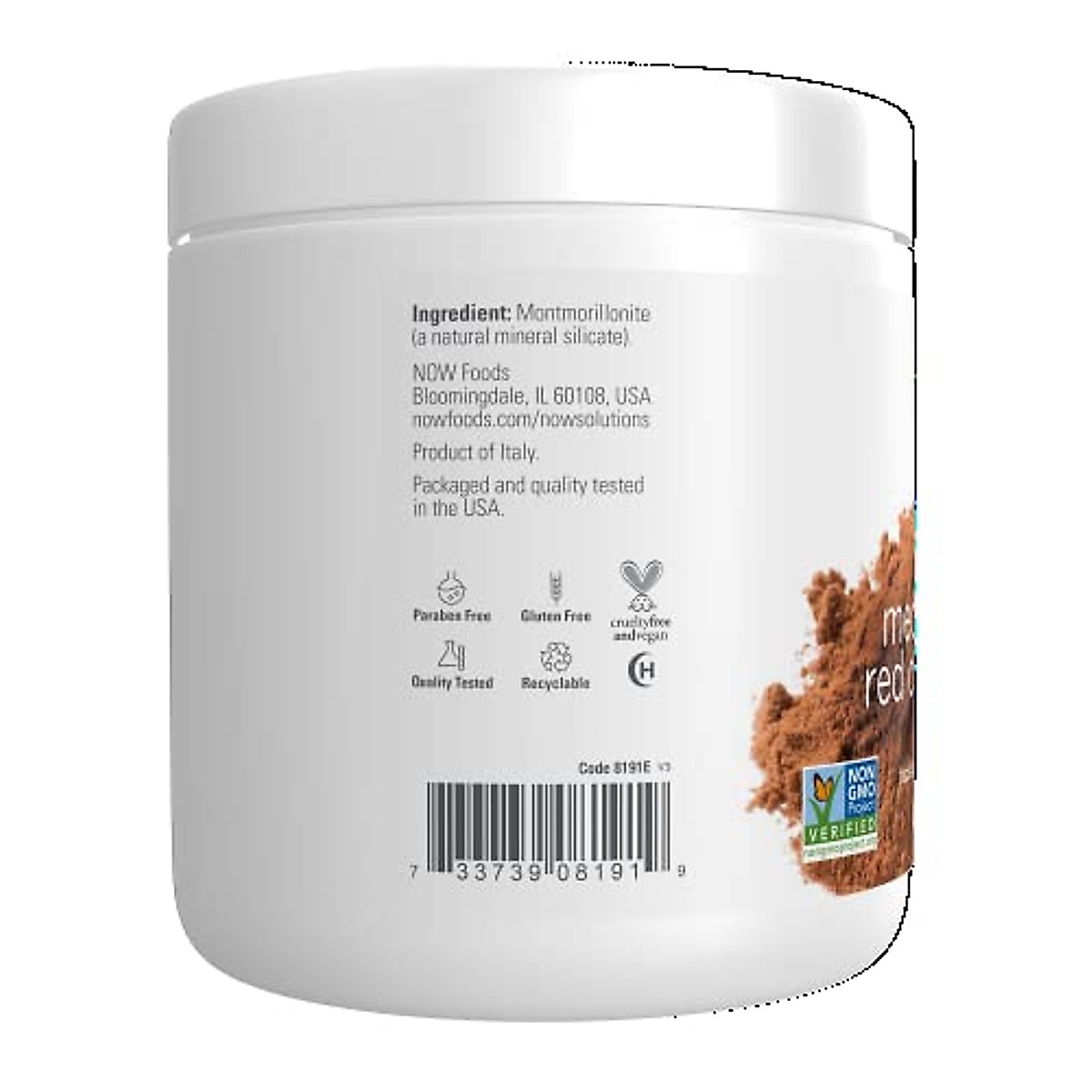 NOW Foods Solutions, Mediterranean Red Clay Powder, Pure Powder for Sensitive Skin Facial Mask, 14-Ounce