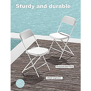 Nazhura Foldable Folding Chairs Plastic Outdoor/Indoor 650LB Weight Limit (White, 4 Pack)