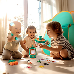 Kids Camping Set with Tent for 2 Toddlers-Kids Camping Toys for Kids 3-5 with Pop up Play Tent-Indoor Outdoor Pretend Camping Toys