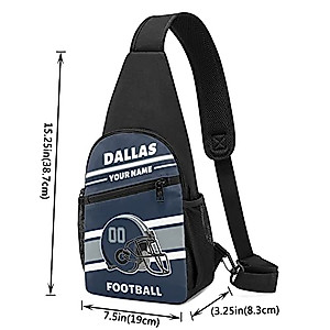 Custom Sling Bag, Personalized Dallas Crossbody Bags for Men Women, Customize Name and Number Sling Shoulder Backpack, Chest Bag Hiking Travel Daypack for Outdoor