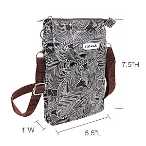 allydrew Mini Crossbody Cell Phone Bag, Front Flap/Brown Leaves
