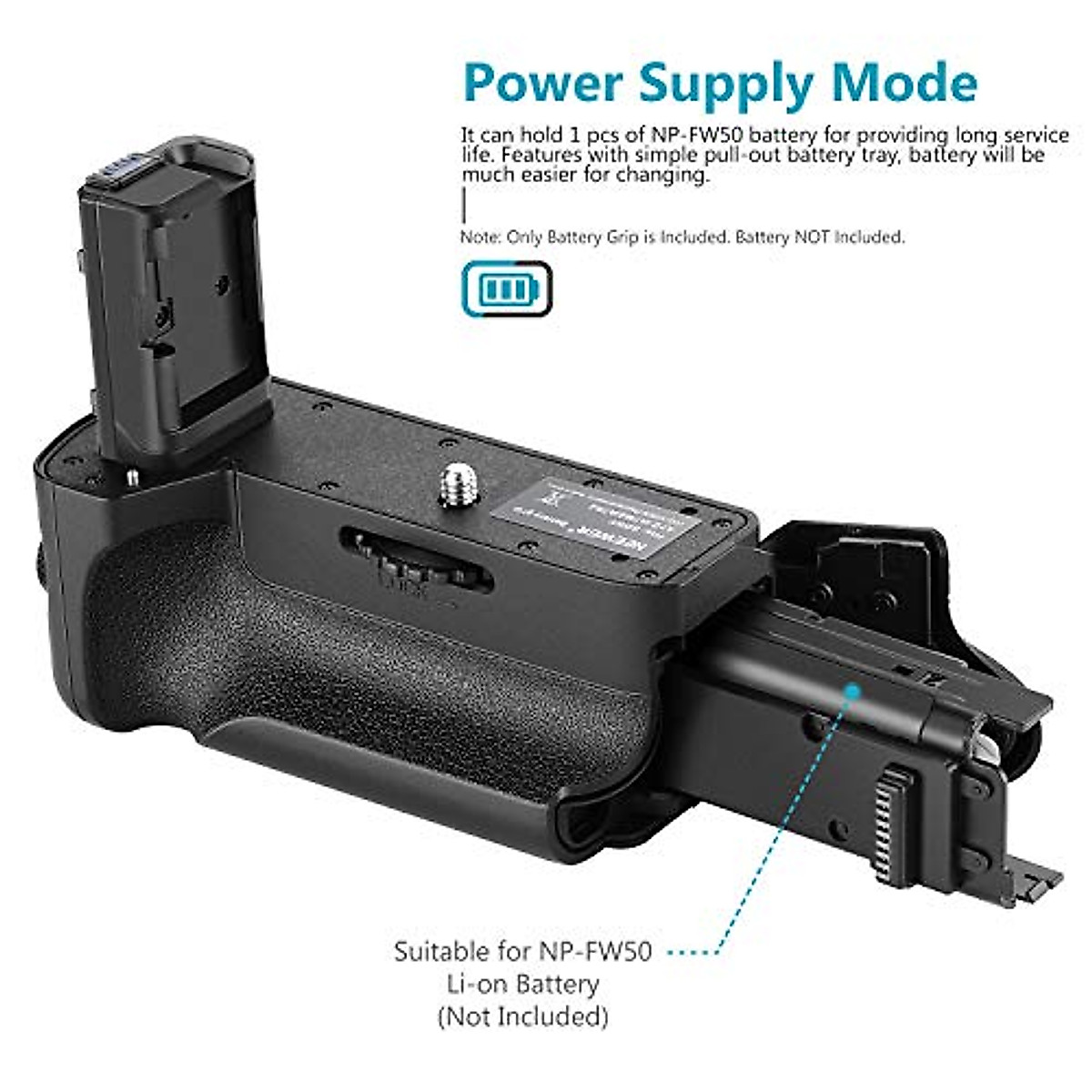 Neewer Vertical Battery Grip Replacement for Sony VG-C2EM, Compatible with Sony A7 II A7S II and A7R II Cameras with 2 Pieces 7.4V 1100mAh NP-FW50 Rechargeable Li-ion Batteries and Dual Charger
