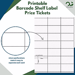 OfficeGear Shelf Edge Barcode Price Ticket Labels 21-up [25 Sheets - 525 Pack] 38x70mm Custom Printable A4 120gsm Card Micro-Perforated Non-Adhesive Merchandise Tag Includes Design Template