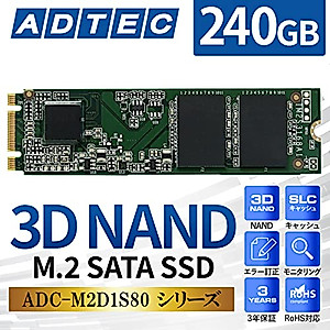 Adtech ADC-M2D1S80-240G 3D NAND SSD M.2, 240GB SATA (2280) (Maximum Transfer Rate 550MB/s)