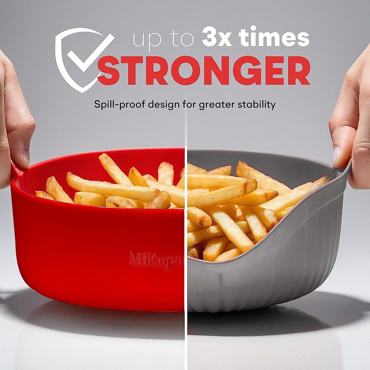 Reusable Silicone Air Fryer Basket – Sturdy Air Fryer Accessory, BPA-Free Silicone Basket Liner (Grey, 7.5")