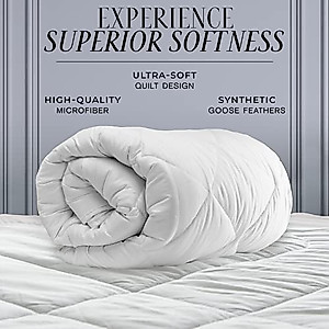 Italian Luxury King/Cal King Comforter 2100 Series Goose Down Alternative Bed Comforters Soft, Machine Washable Blanket, All-Season Bedding Diamond Baffle Stitched Duvet Insert White