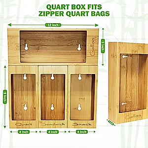 GreenSpace Bamboo Food Storage Bag Organizer (4 box set) for Kitchen Counter, Drawer, or Wall Mounted - Compatible With Gallon, Quart, Sandwich & Snack Bags