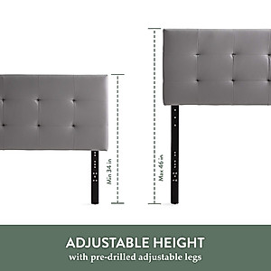 Edenbrook Hawthorne Faux Leather Headboard - Modern -Adjustable Height - Buttonless Tufting, Queen, Brown