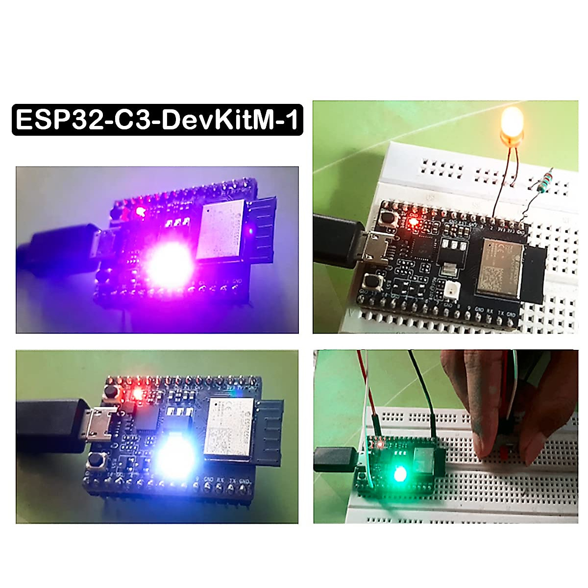 Geekstory ESP32-C3-DevKitM-1 Development Board ESP32-C3FN4 Core, ESP32-C3-MINI-1 WiFi+BT LE Module with 4 MB External SPI Flash