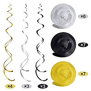 30 Count 30th Birthday Party Decorations, 30th Birthday Party Hanging Swirls Ceiling Decorations with Cutout Shiny Celebration Hanging Streamers Spirals Ornaments for Birthday Party Supplies