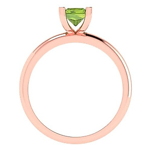 Clara Pucci 1.0 ct Emerald Cut Solitaire Natural Peridot Engagement Wedding Bridal Promise Anniversary Ring 18K Rose Gold Size 3.5