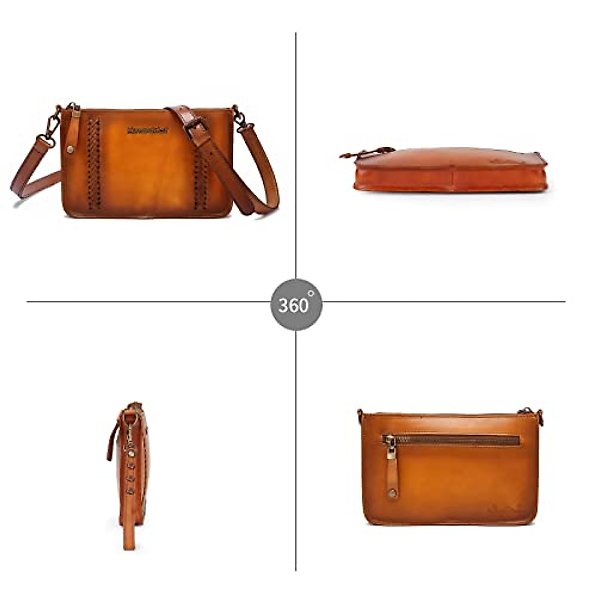 Montana West Crossbody Bags for Women Genuine Leather Cell Phone Purse Wallet Shoulder Bag Travel Purse MWG01-9063BR