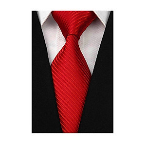 Wehug Men's Classic Solid Tie Silk Woven Necktie Jacquard Neck Red Ties For Men LD0050