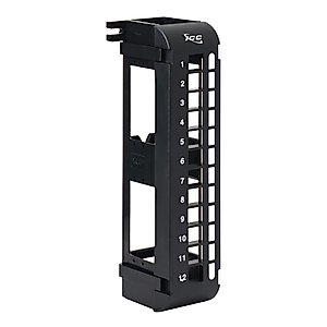 ICC 12 Port Blank Keystone Patch Panel with 89U Wall Mount Bracket for Slim Profile Keystone Jacks (Sold Separately), UL Listed, Black, IC107BP12V