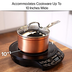 Nuwave Diamond Induction Cooktop, New & Improved Electric Burner with Probe, 91 Temps 50°F to 500°F, 6.5” Heating Coil, Shatter-Proof Ceramic Glass, 3 Wattage Settings, Ideal for Dorms, RVs & Apts