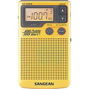 Sangean DT-400W AM/FM Digital Weather Alert Pocket Radio , Yellow