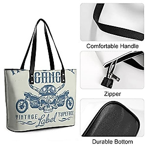 Womens Handbag Skull Motorcycle Leather Tote Bag Top Handle Satchel Bags For Lady