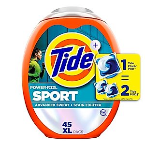 Tide Power Pods Laundry Detergent Pacs with Febreze Sport, 45 Count, Febreze Freshness with Sport Odor Defense