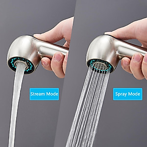 Comllen Commercial Small Kitchen Faucet Brushed Nickel, Stainless Steel Single Handle Pull Out Kitchen Sink Faucet, Single Hole Low Kitchen Faucets with Sprayer