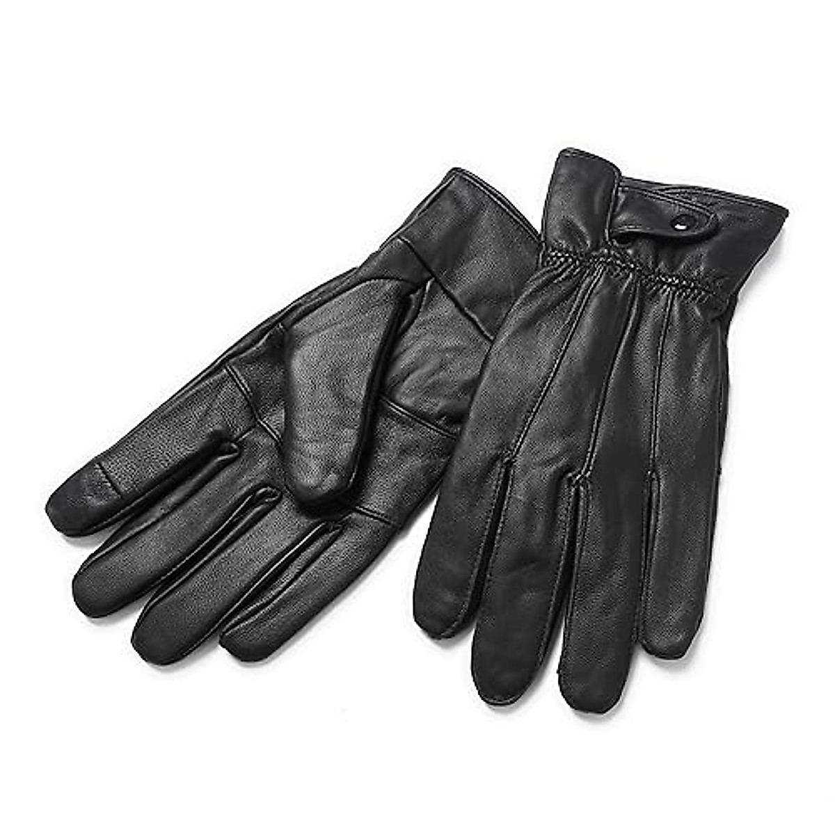 REED Men's Genuine Leather Warm Lined Driving Gloves (L, BLACK)