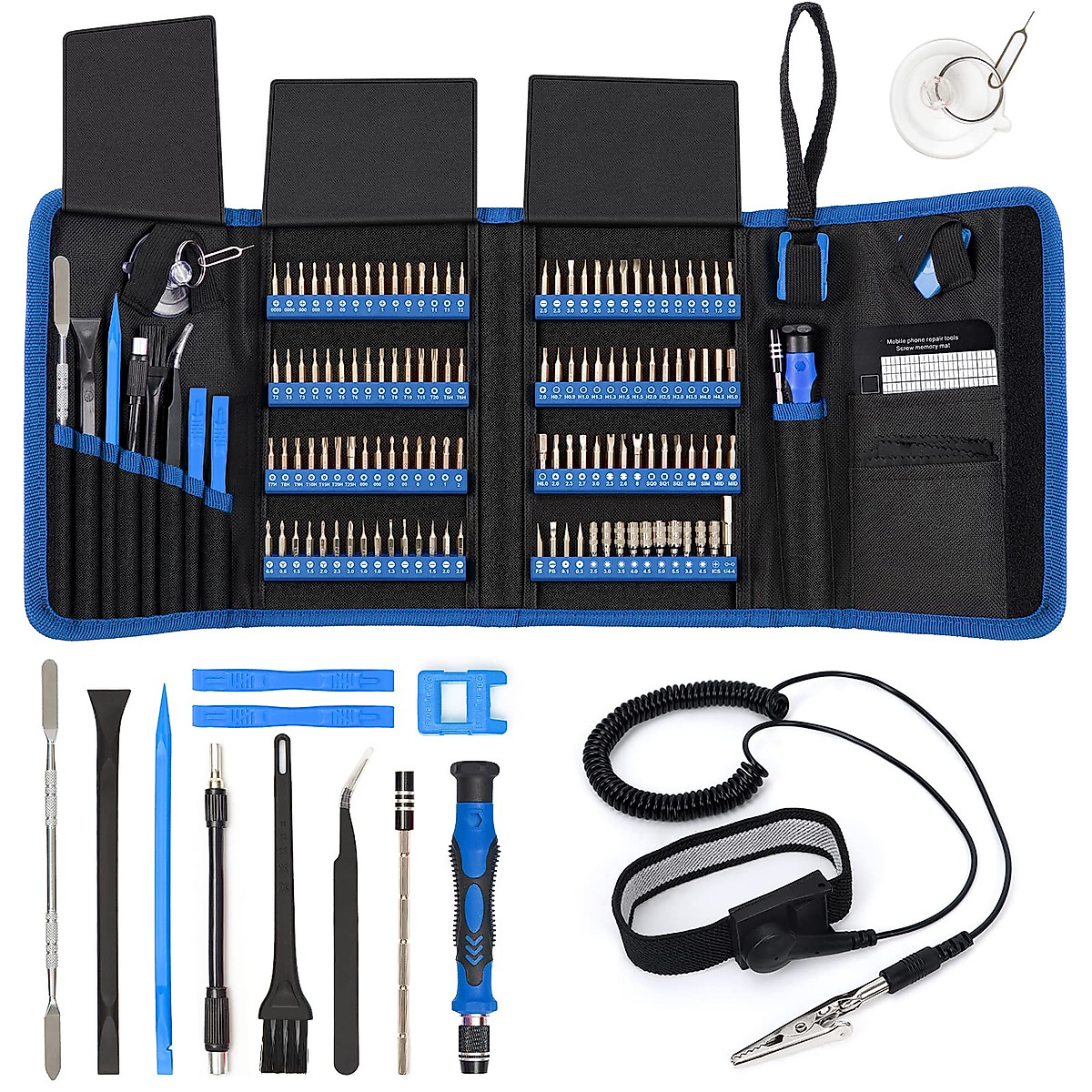 STREBITO Precision Screwdriver Set 142-Piece + Anti Static Wrist Strap Bundle, Electronics Repair Toolkit for iPhone, MacBook, Computer, Laptop, PC, Tablet, PS4, Xbox, Nintendo, Game Console