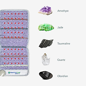HealthyLine Platinum Mat - Far Infrared Heating Pad for Back Pain - Natural Crystal Gemstones Electric Auto Shut Off Mat - Negative Ions & Rejuvenating Photon Lights - 40" x 18"