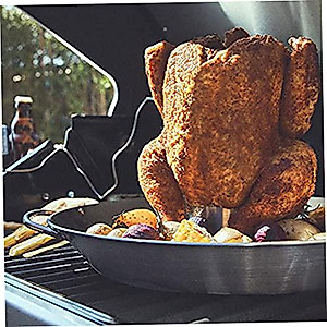 Eaarliyam Beer Can Chicken Roaster Stainless Steel Barbecue Poultry Holder Rack Grill Pan Garden Yard Stainless Steel Basin