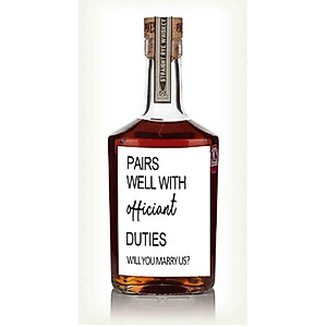 4 Pcs Officiant Whiskey Label +2 Pcs Thank You Cards, Pairs well with officiant duties Wine Bottle Stickers, Wedding Card to Officiant, Wedding Officiant Liquor Label, Officiant Wedding Gift, Gifts fo