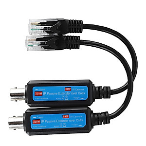 Tiiyee IP Passive Extender Ethernet Over Coax, Passive IP Network Coaxial Transmitter Receiver Extender for IP NVR Camera