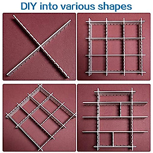 ShineMe Drawer Dividers, 8pcs Drawer Divider Organizers, White DIY Plastic Grid, Plastic Adjustable Drawer Dividers, Household Storage Makeup Socks Underwear Organizer for Clothes, Kitchen, Office