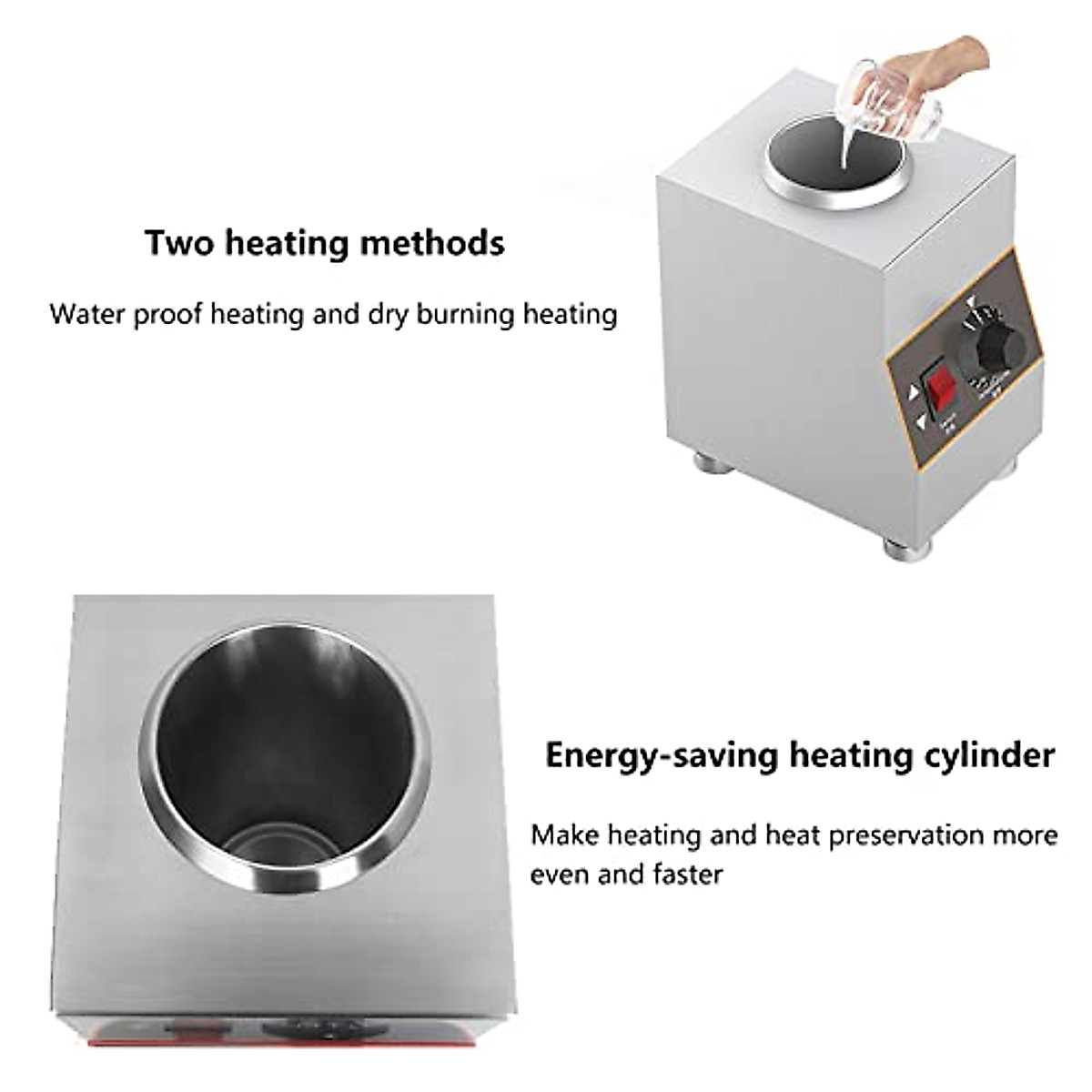 Commercial Food Sauce Warmer, 30~85℃ Temp Adjustable Cheese Warmer with 650ml Sauce Bottle, Electric Chocolate Jam Warmer for Hot Fudge Cheese Caramel