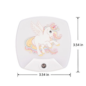 2 Pack - Cartoon Unicorn LED Plug-in Night Light for Kids - Wall Lamp Take Good Care Children Sleep Light Sensor Auto Controlled Nightlights for Baby Nursing C