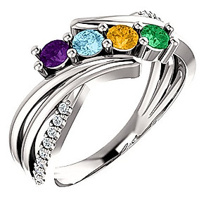 Family Mothers Ring 2 3 or 4 Birthstones Solid 10k Yellow (5)